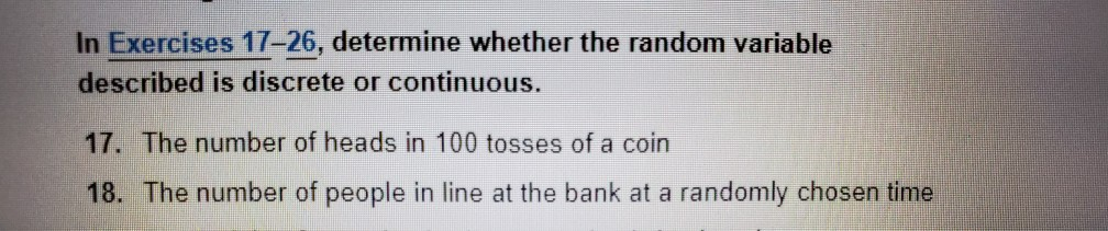 Solved In Exercises 17-26, determine whether the random | Chegg.com