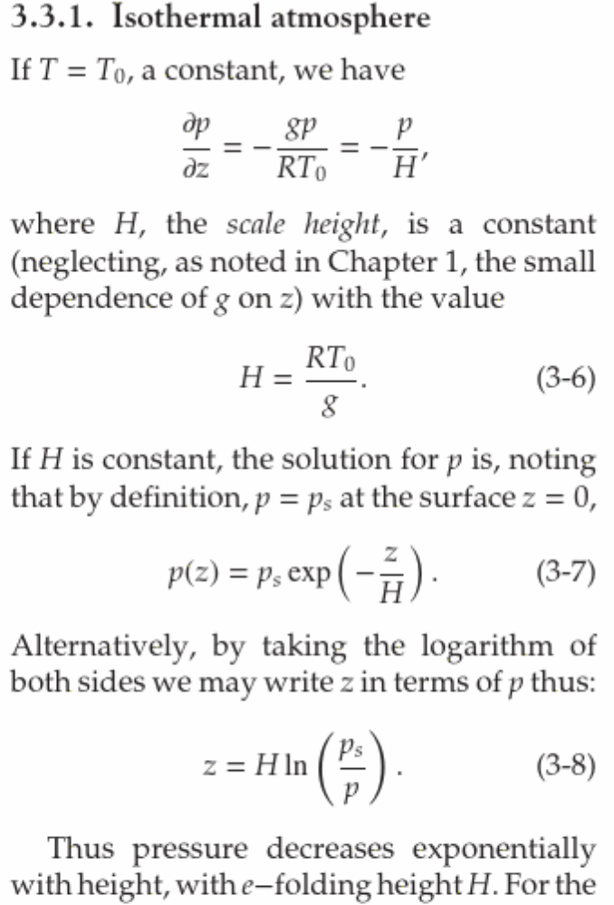 Solved T- = 3.3.1. Isothermal atmosphere If T = To, a | Chegg.com