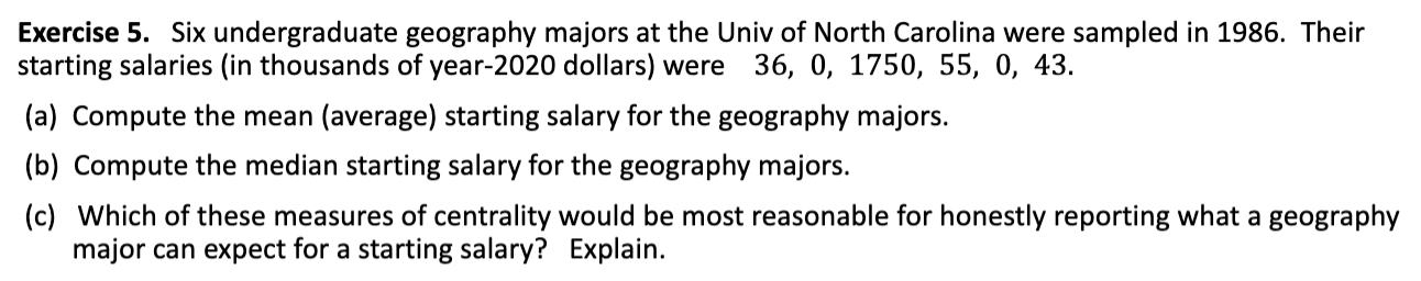 Solved Exercise 5. Six undergraduate geography majors at the | Chegg.com
