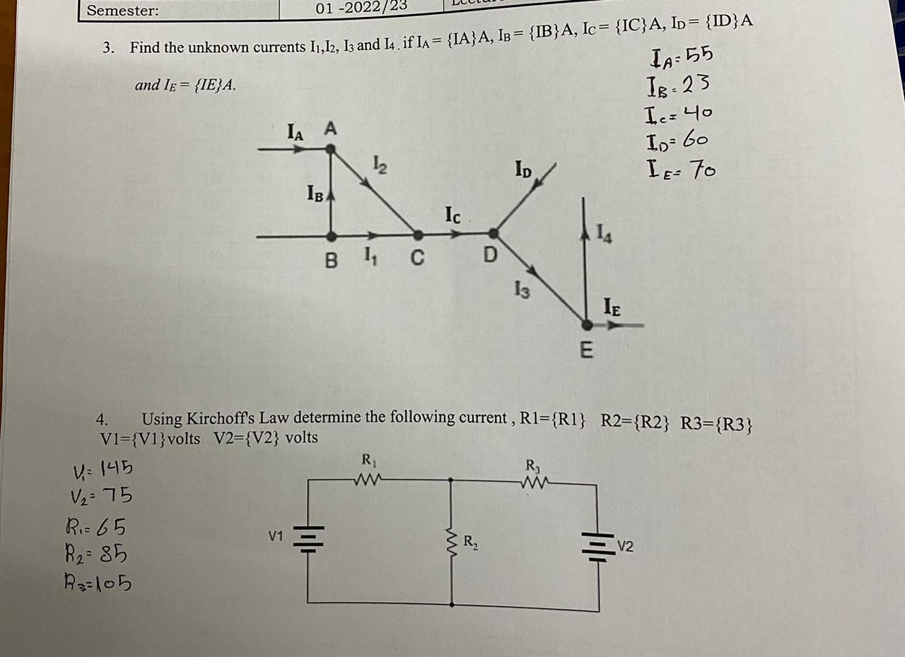 Solved 3. Find the unknown currents I1,I2,I3 and I4 if | Chegg.com