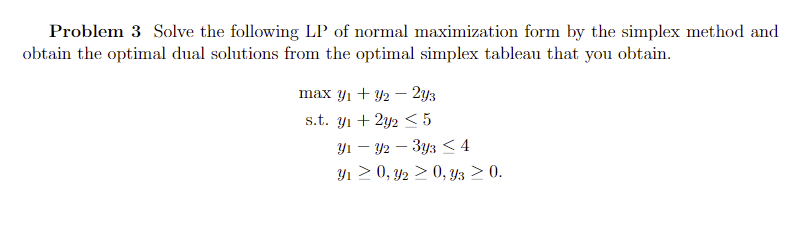 Solved Problem 3 Solve the following LP of normal | Chegg.com
