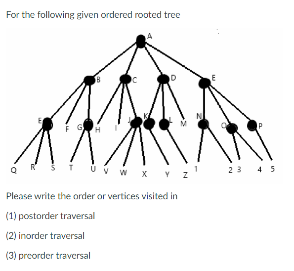 For The Following Given Ordered Rooted Tree Please