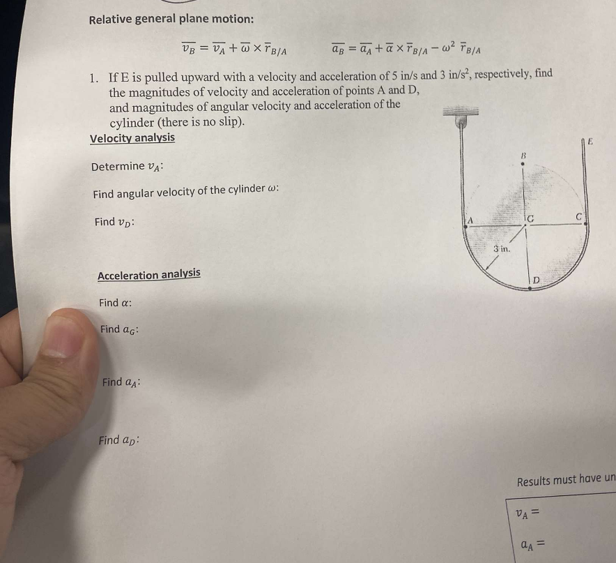 Solved Relative general plane motion: = VB = VA + W XTB/A ap | Chegg.com