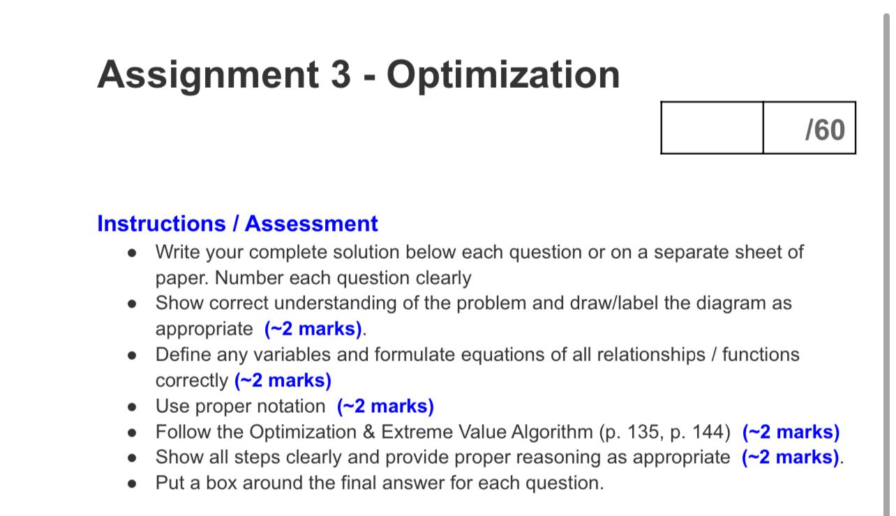 Solved Assignment 3 - Optimization 760 . Instructions / | Chegg.com