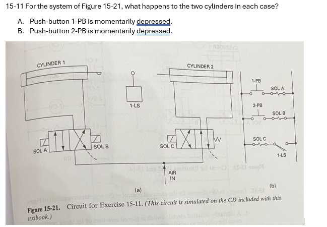 Solved CYLINDER 1CYUNDER 2(a)(b)Figure 15-21. ﻿Circuit for | Chegg.com