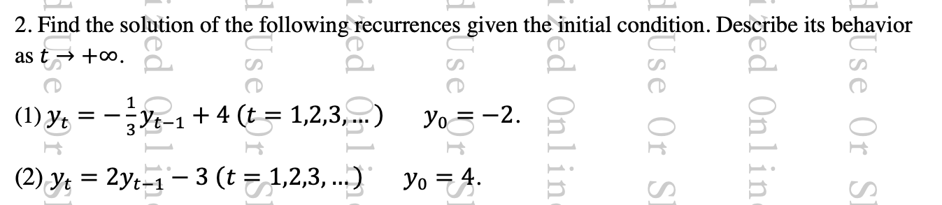 Solved 2. Find the solution of the following recurrences | Chegg.com
