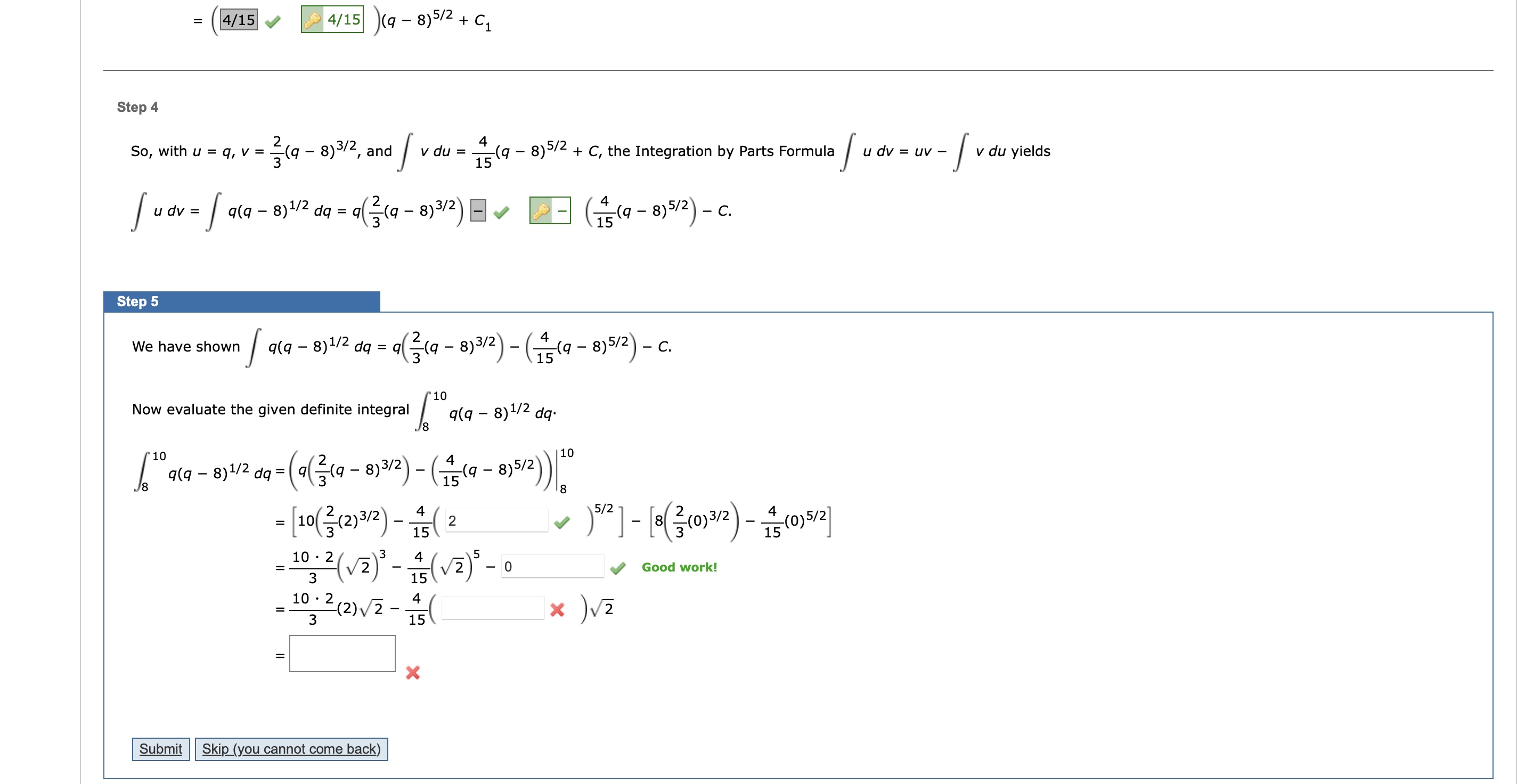 Solved Use integration by parts to evaluate the integral. | Chegg.com