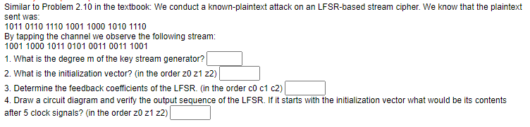 Solved We conduct a known-plaintext attack on an LFSR-based | Chegg.com
