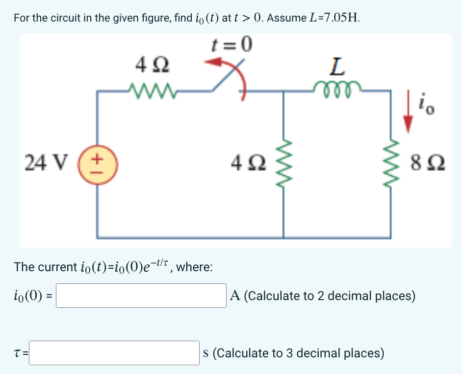 Solved For the circuit in the given figure, find i0(t) at | Chegg.com