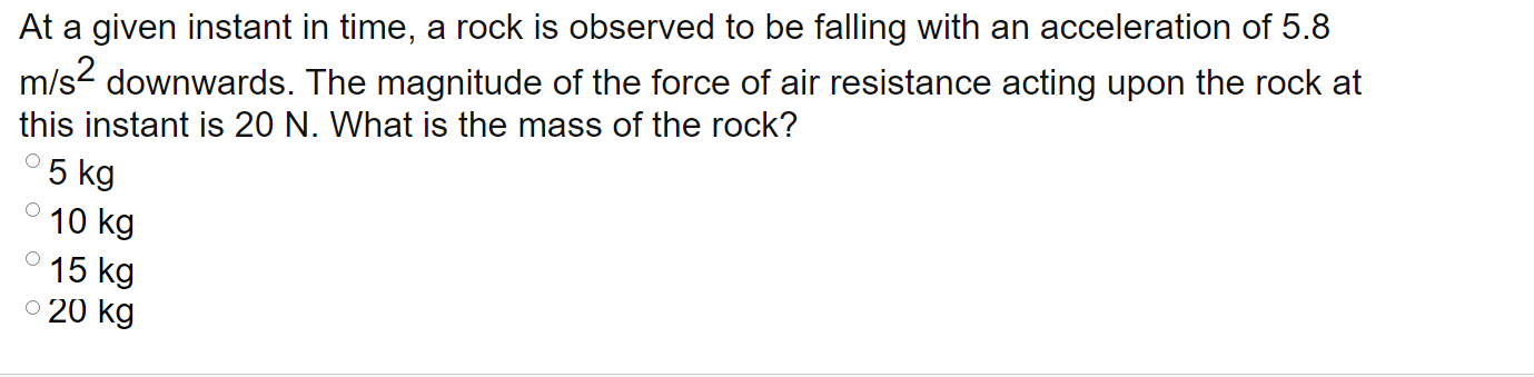 Solved At a given instant in time, a rock is observed to be | Chegg.com