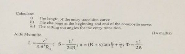 Solved Calculate: 1) The length of the entry transition | Chegg.com