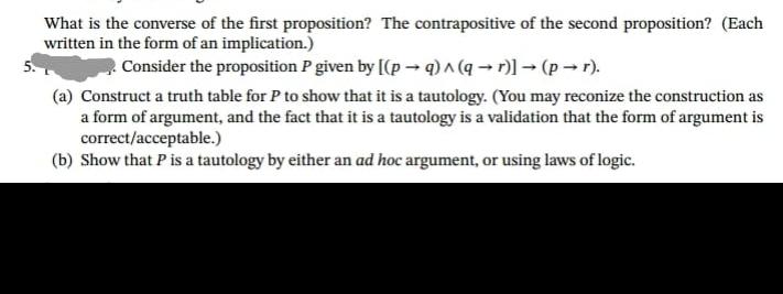 Solved What is the converse of the first proposition? The | Chegg.com