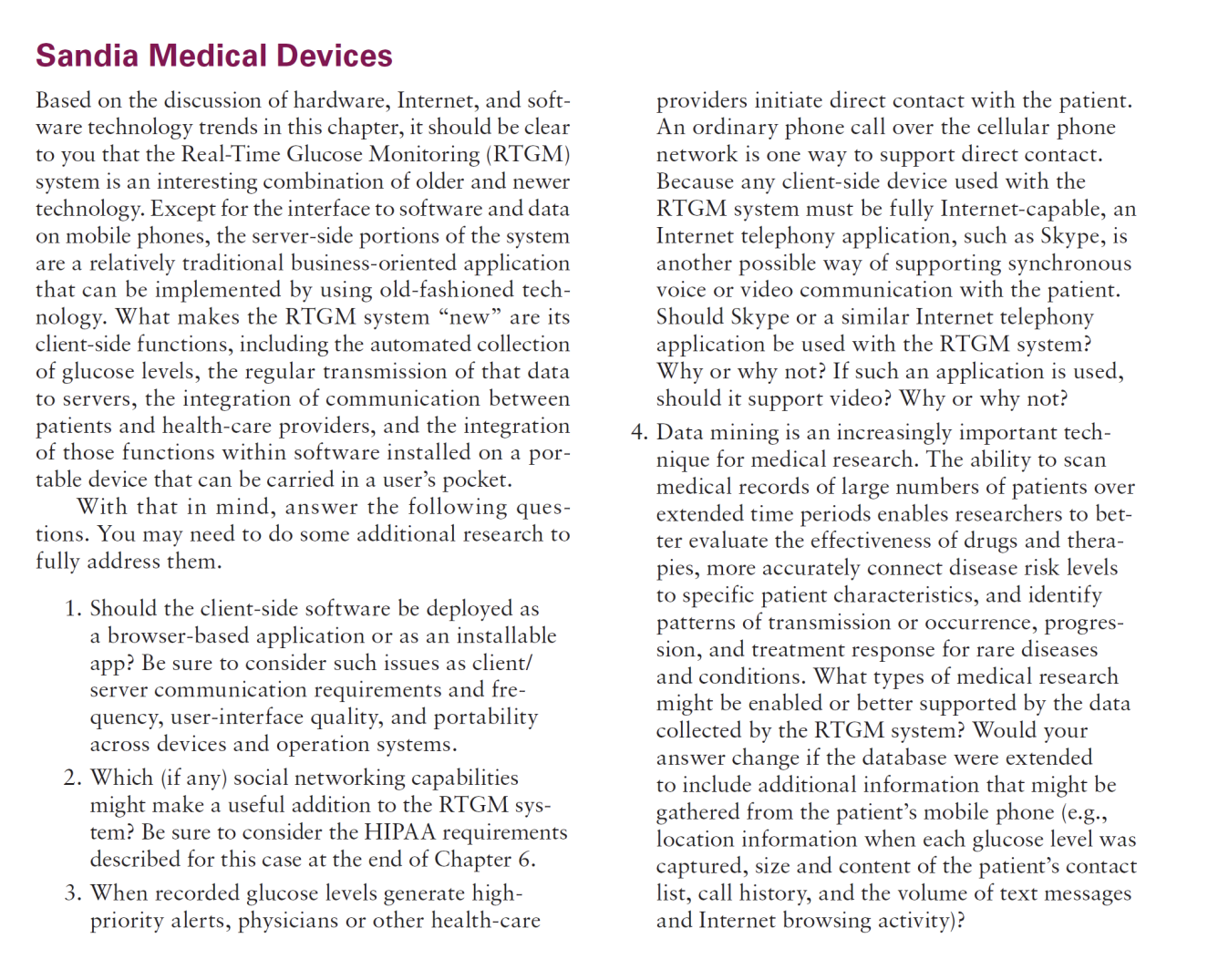 Solved Sandia Medical Devices Based on the discussion of | Chegg.com
