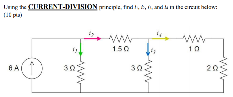 Solved Using the CURRENT-DIVISION principle, find i1, 12, | Chegg.com
