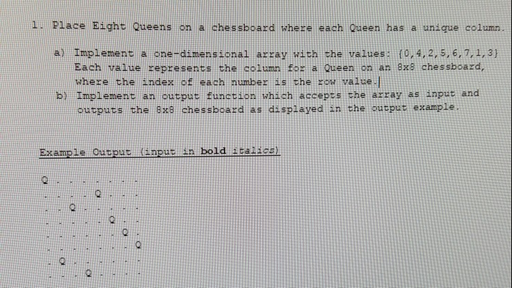 (Solved) : 1 Place Eight Queens Chessboard Queen Unique Column ... (Solved) : 1 Place Eight Queens Chessboard Queen Unique Column ...