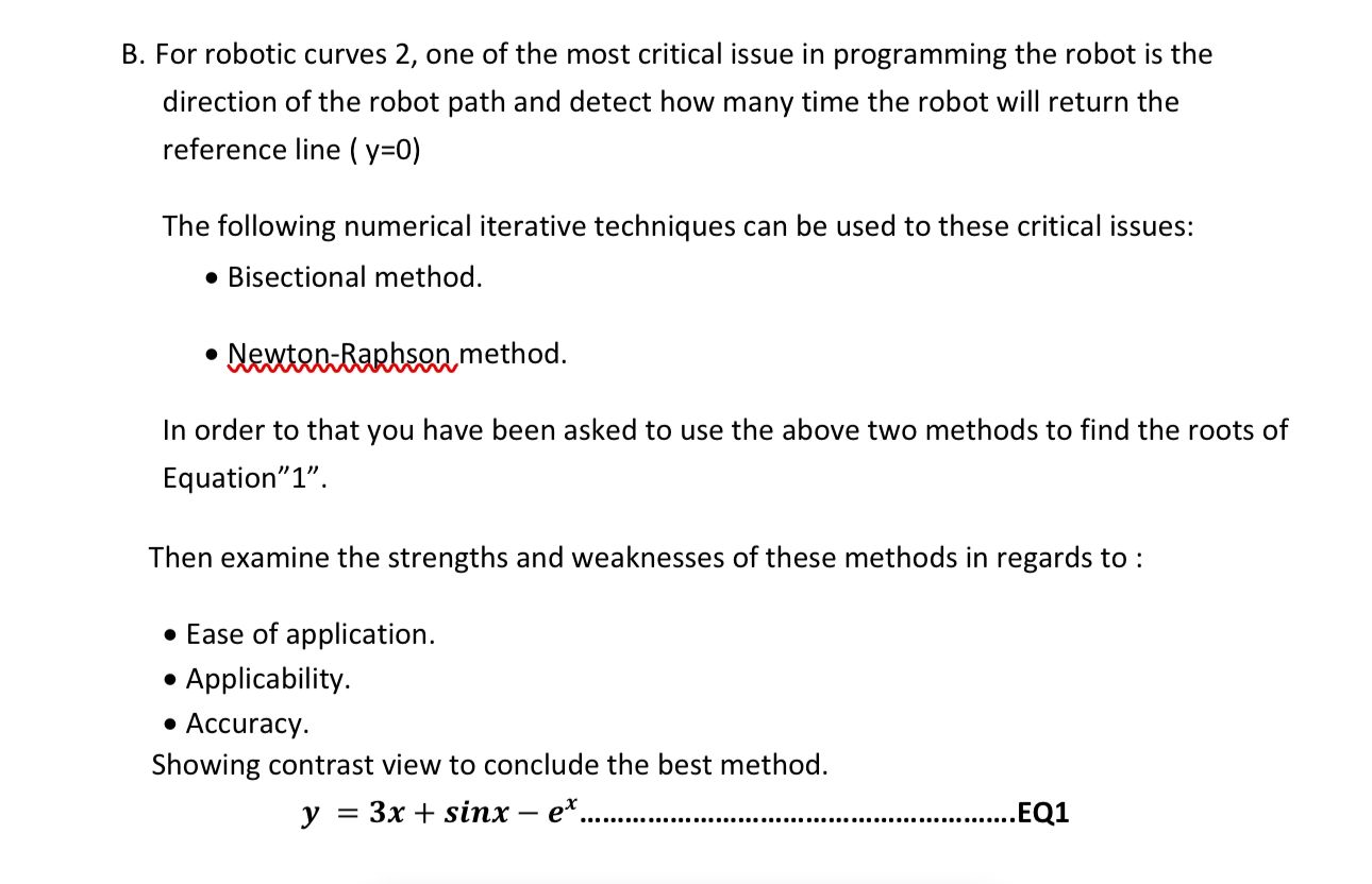Solved B. ﻿For robotic curves 2 , ﻿one of the most critical | Chegg.com