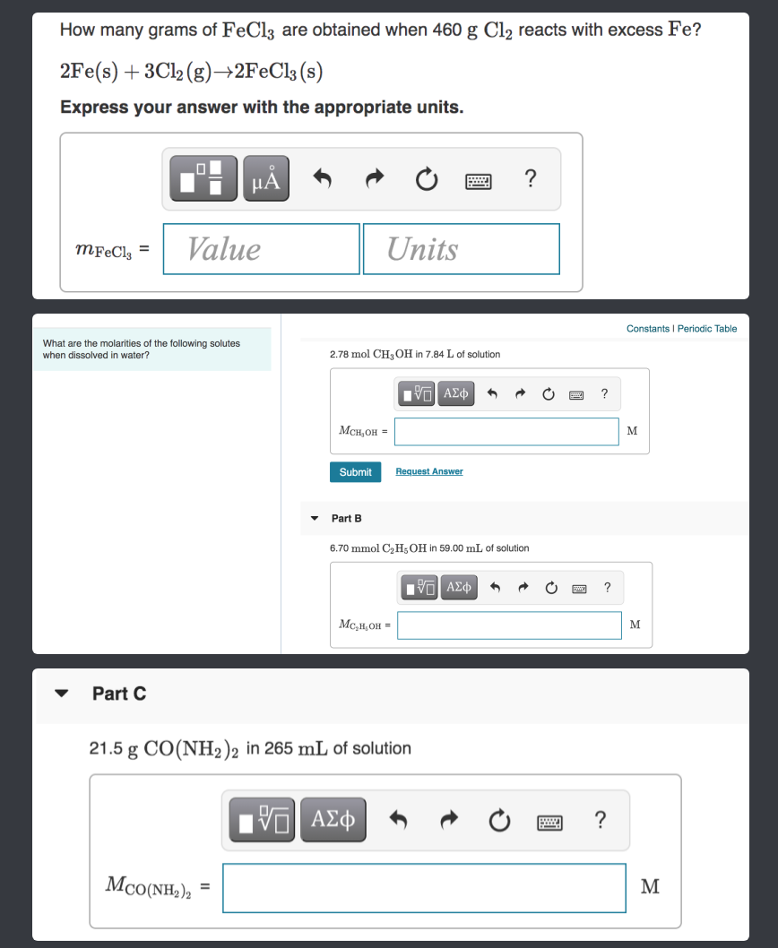 Solved How many grams of FeCl3 are obtained when 460 g Cl2 | Chegg.com