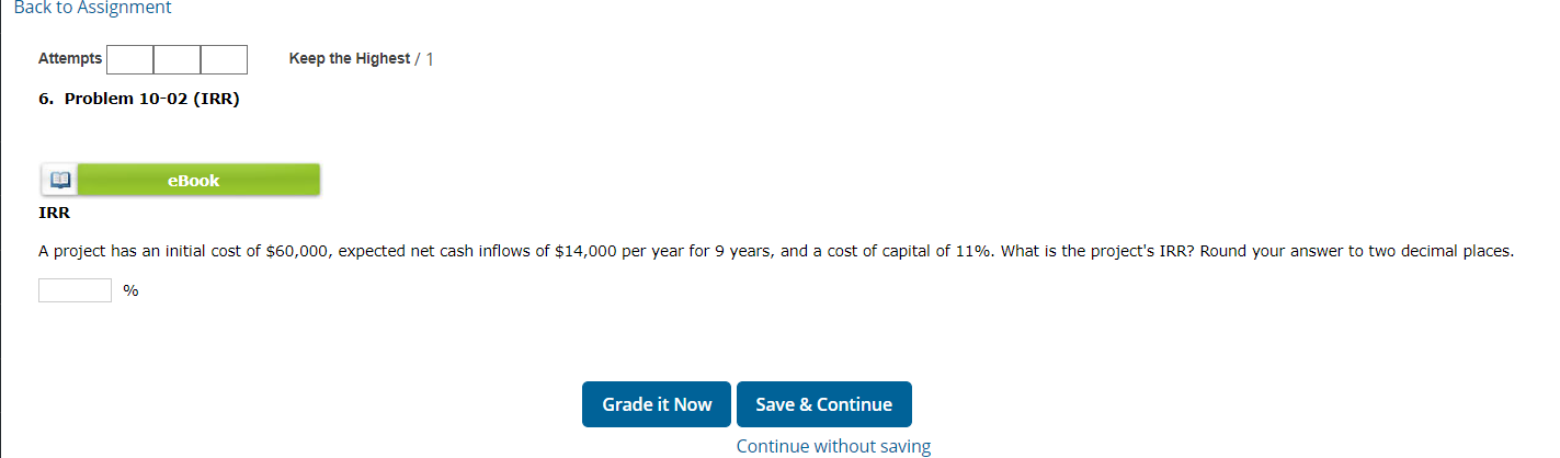 Solved Back to Assignment Attempts Keep the Highest / 1 6. | Chegg.com