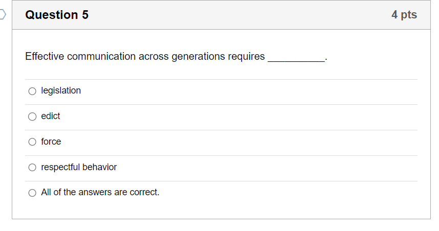Solved Question 5Effective communication across generations | Chegg.com Solved Question 5Effective communication across generations | Chegg.com