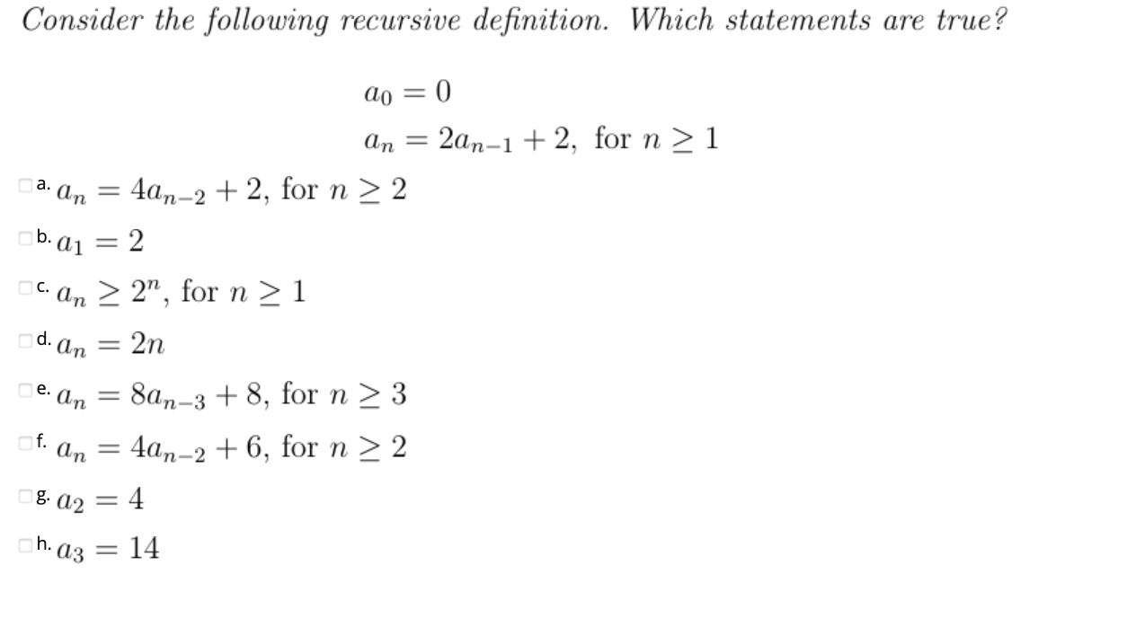 Solved Consider the following recursive definition. Which | Chegg.com