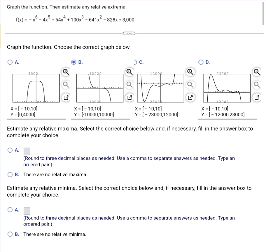 Solved Graph the function. Then estimate any relative | Chegg.com