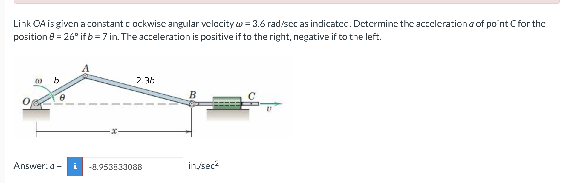 Solved Link OA is given a constant clockwise angular | Chegg.com