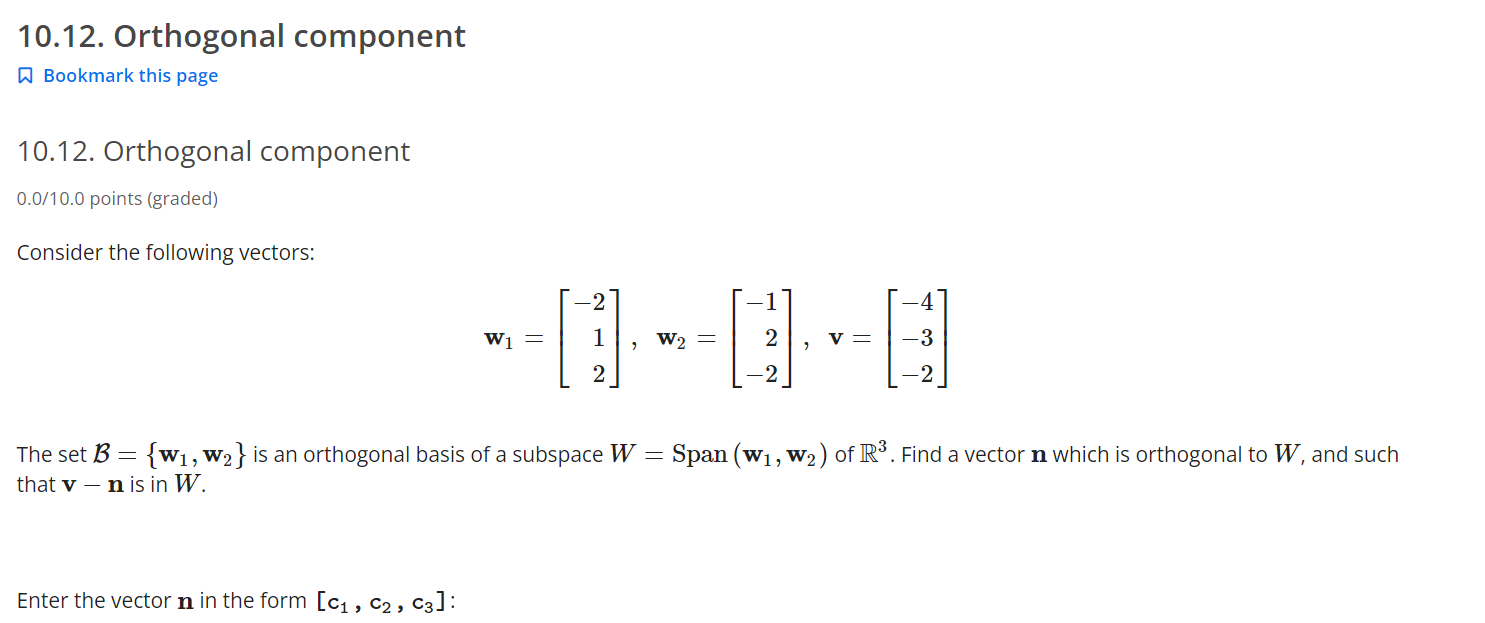 Solved 10.12. Orthogonal component 10.12. Orthogonal | Chegg.com