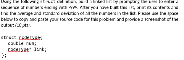 Solved Using the following struct definition, build a linked | Chegg.com