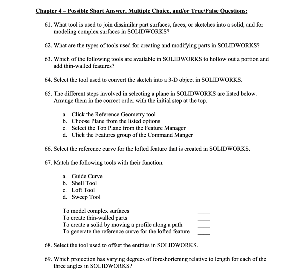 Chapter 4 - Possible Short Answer, Multiple Choice, | Chegg.com