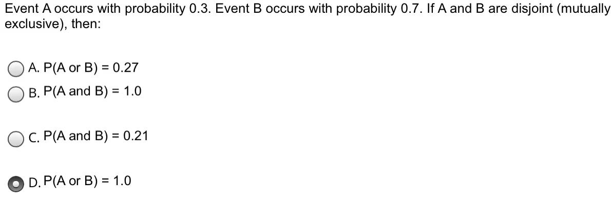 Solved Event A occurs with probability 0.3. Event B occurs | Chegg.com