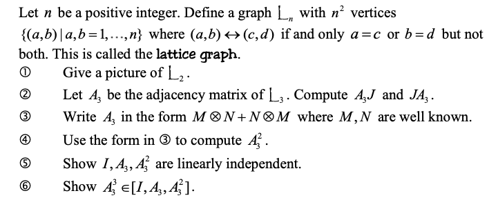 Solved Let n be a positive integer. Define a graph L, with | Chegg.com
