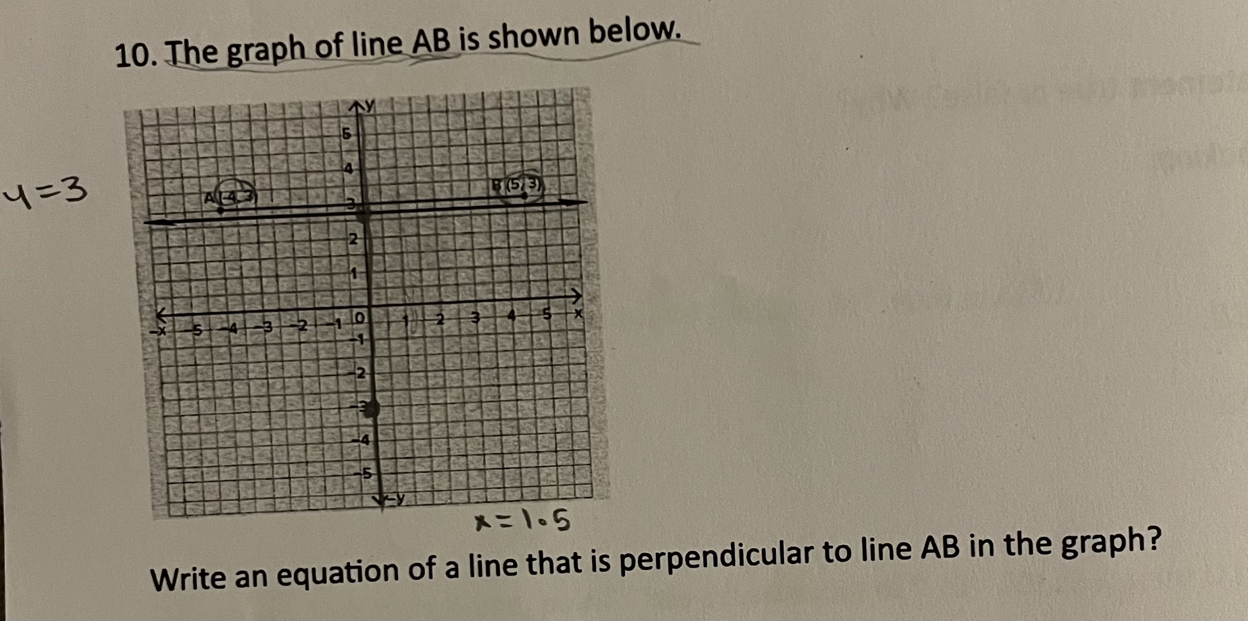 Solved The graph of line AB is shown below. A (-4, 3), B (5, | Chegg.com