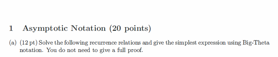 Solved Asymptotic Notation1 ﻿Asymptotic Notation (20 | Chegg.com