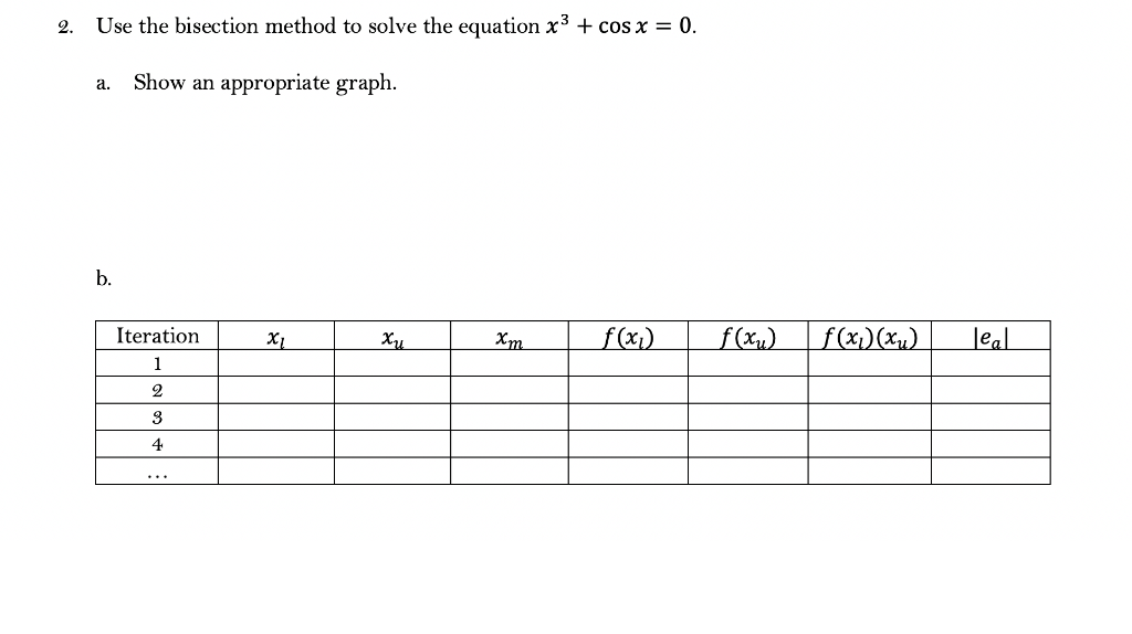 Solved 2. Use the bisection method to solve the equation x3 | Chegg.com