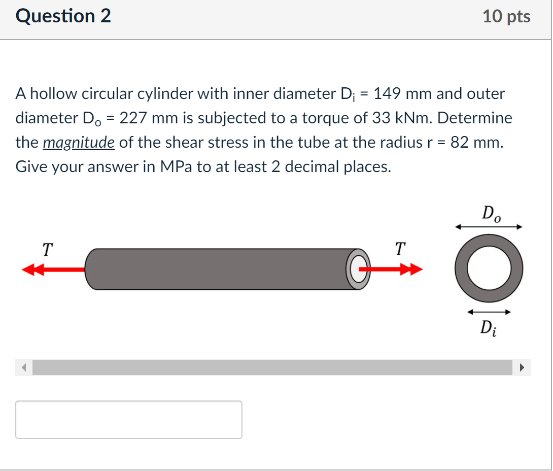 Solved Question 2 10 pts A hollow circular cylinder with | Chegg.com