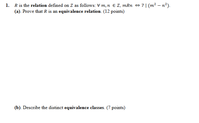 Solved 1. R is the relation defined on Z as follows: | Chegg.com