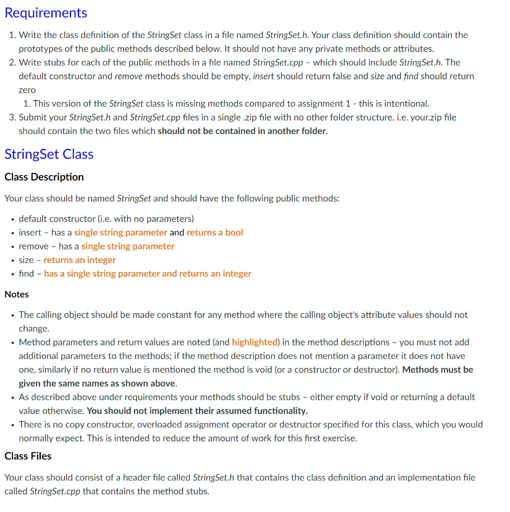 Solved Requirements 1. Write the class definition of the | Chegg.com