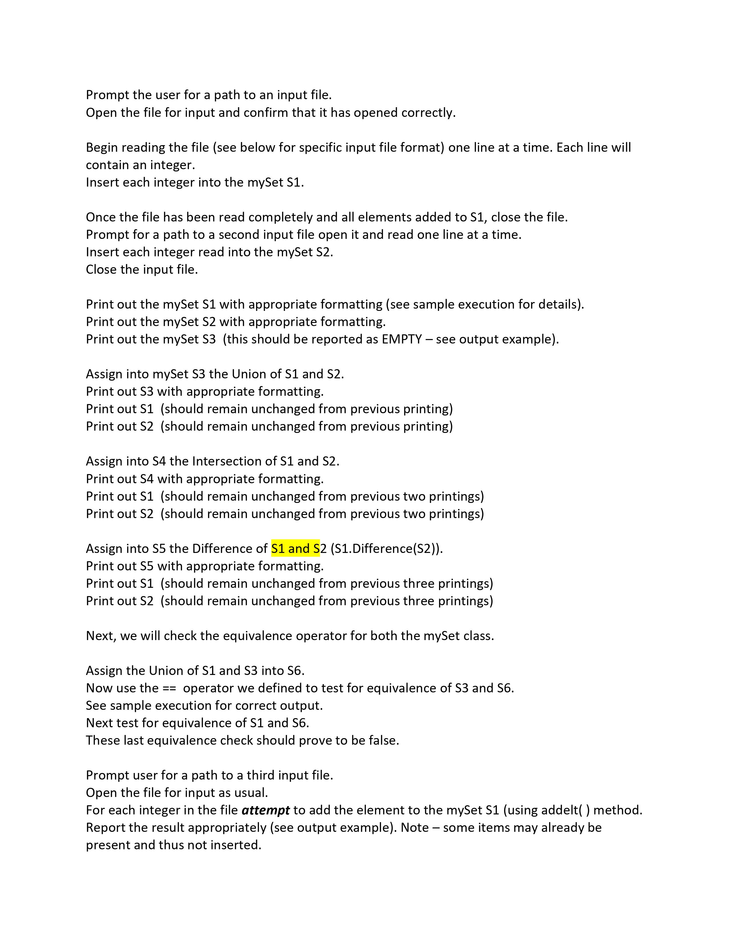 Solved SAMPLE EXECUTION Please enter a path to an input file | Chegg.com