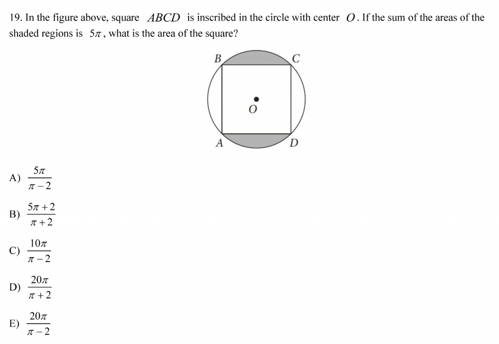 Solved 19. In the figure above, square ABCD is inscribed in | Chegg.com