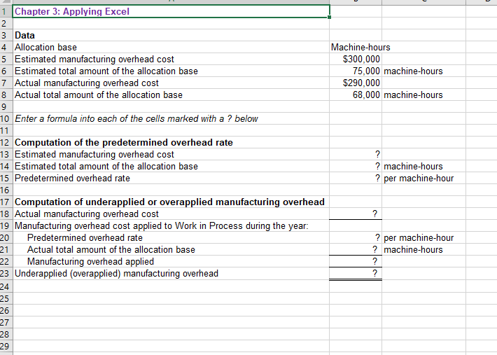 Solved 1 Chapter 3: Applying Excel 2 3 Data 4 Allocation | Chegg.com