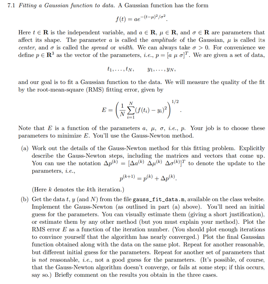 Solved % Data Matlab for gauss fit problemt = | Chegg.com