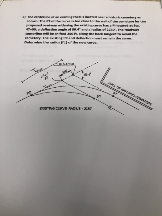 Solved 3) The centerline of an existing road is located near | Chegg.com