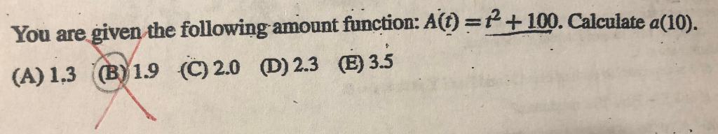 Solved You are given the following amount function: A(t)=t2 | Chegg.com