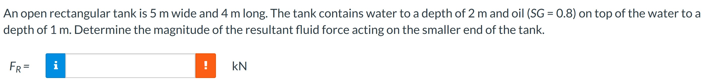 Solved An open rectangular tank is 5 m wide and 4 m long. | Chegg.com