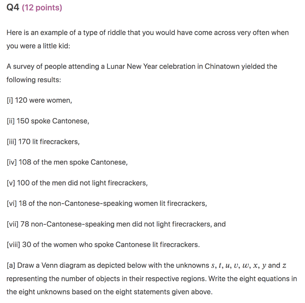 Solved Q4 (12 points) Here is an example of a type of riddle | Chegg.com
