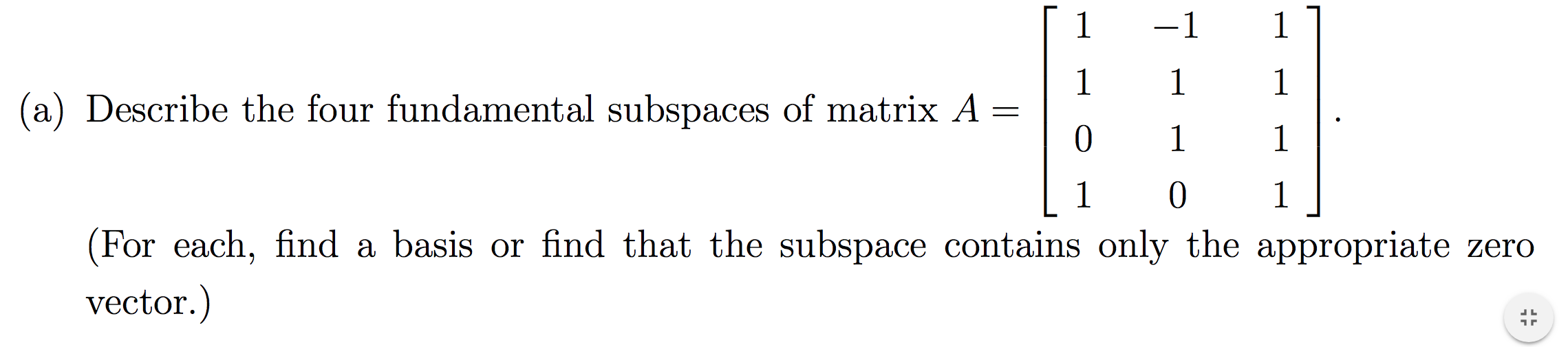 Solved si -1 1] | 1 1 1 (a) Describe the four fundamental | Chegg.com