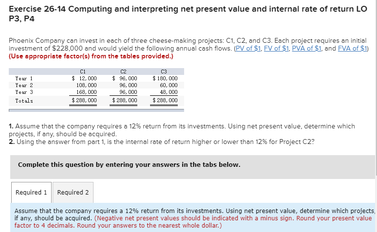 Solved Exercise 26-14 Computing and interpreting net present | Chegg.com Solved Exercise 26-14 Computing and interpreting net present | Chegg.com
