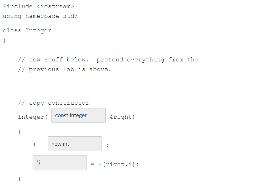 Solved • A copy constructor. • Overloaded == and