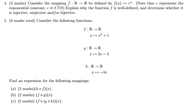 Solved 4 (3 marks) Consider the mapping f : R- R be defined | Chegg.com