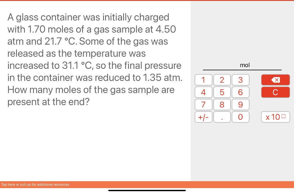 Solved A glass container was initially charged with 1.70 | Chegg.com